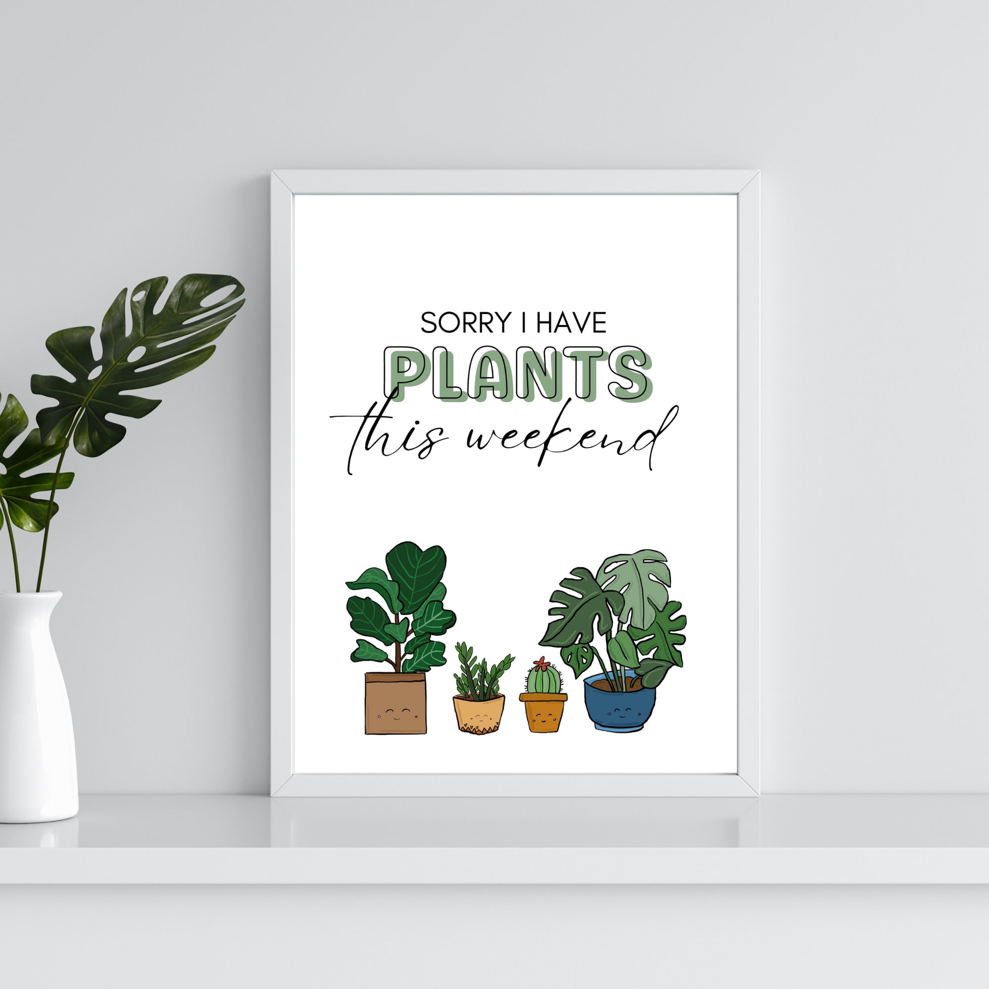 Funny Printable Plant Poster in A3 and A4 Sizes. Handmade Illustrated ...