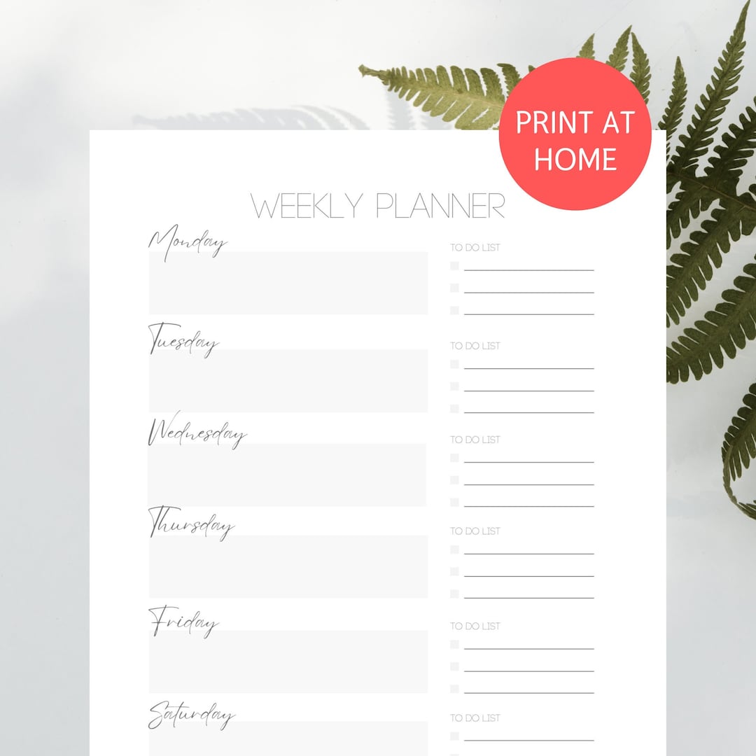 WEEKLY Planner Printable A4 Portrait, Minimalist, Simple Planner ...