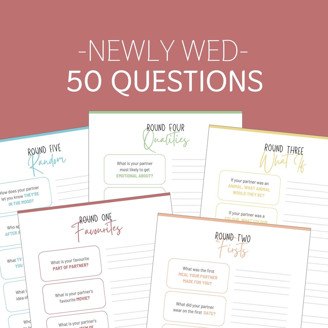 NEWLY WED 50 Printable Question Games | Fun Getting to Know You Trivia ...