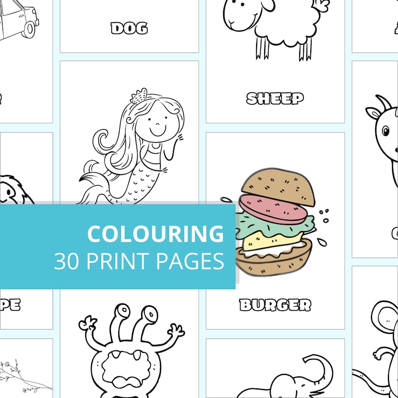 Educational Colouring in Printables for Kids, 30 Simple Fun Designs ...