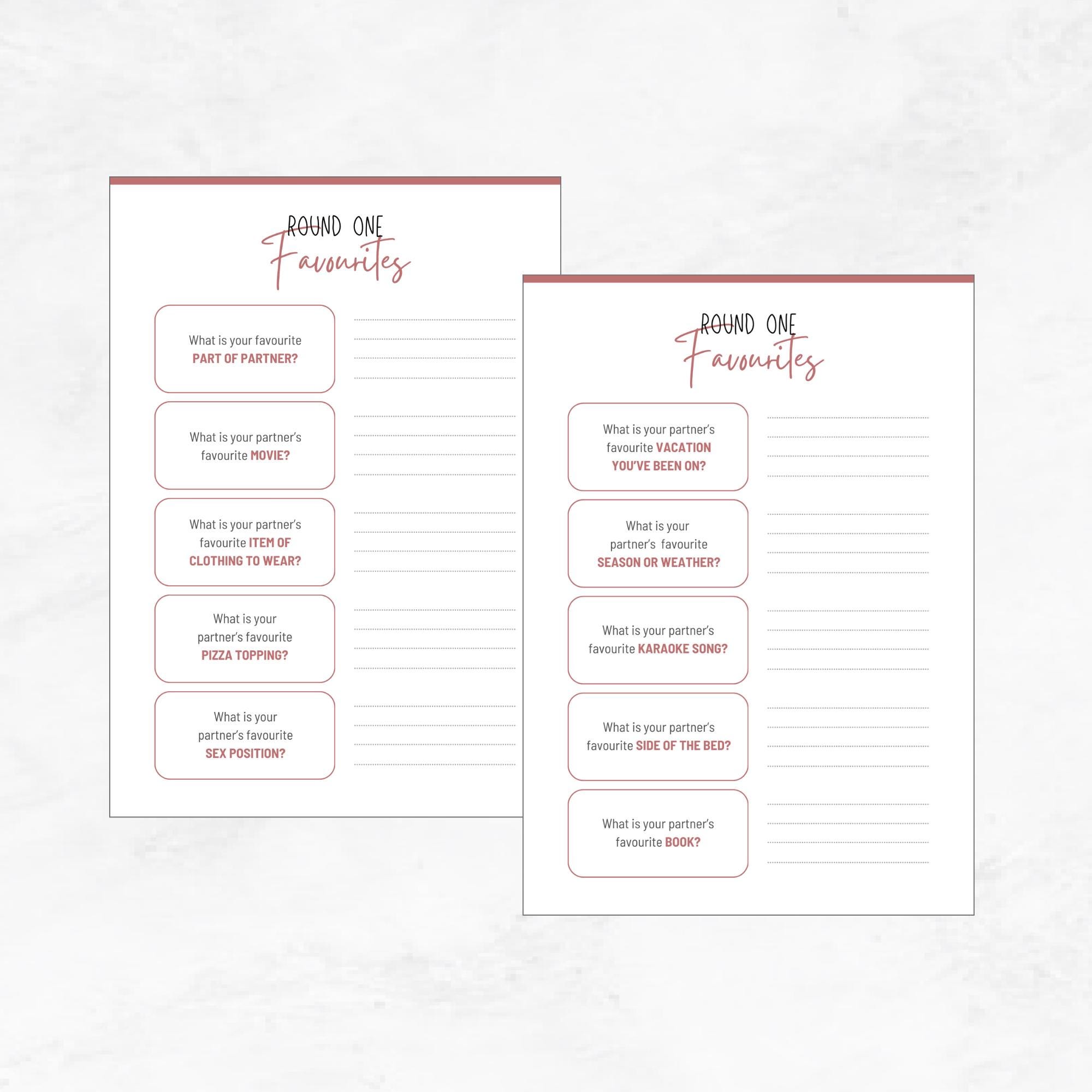 NEWLY WED 50 Printable Question Games | Fun Getting to Know You Trivia ...