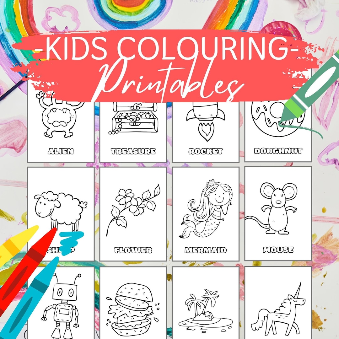 Educational Colouring in Printables for Kids, 30 Simple Fun Designs ...