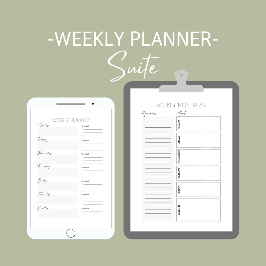 WEEKLY Planner Package (plan, to Do List & Meal Plan) | Organise Your ...