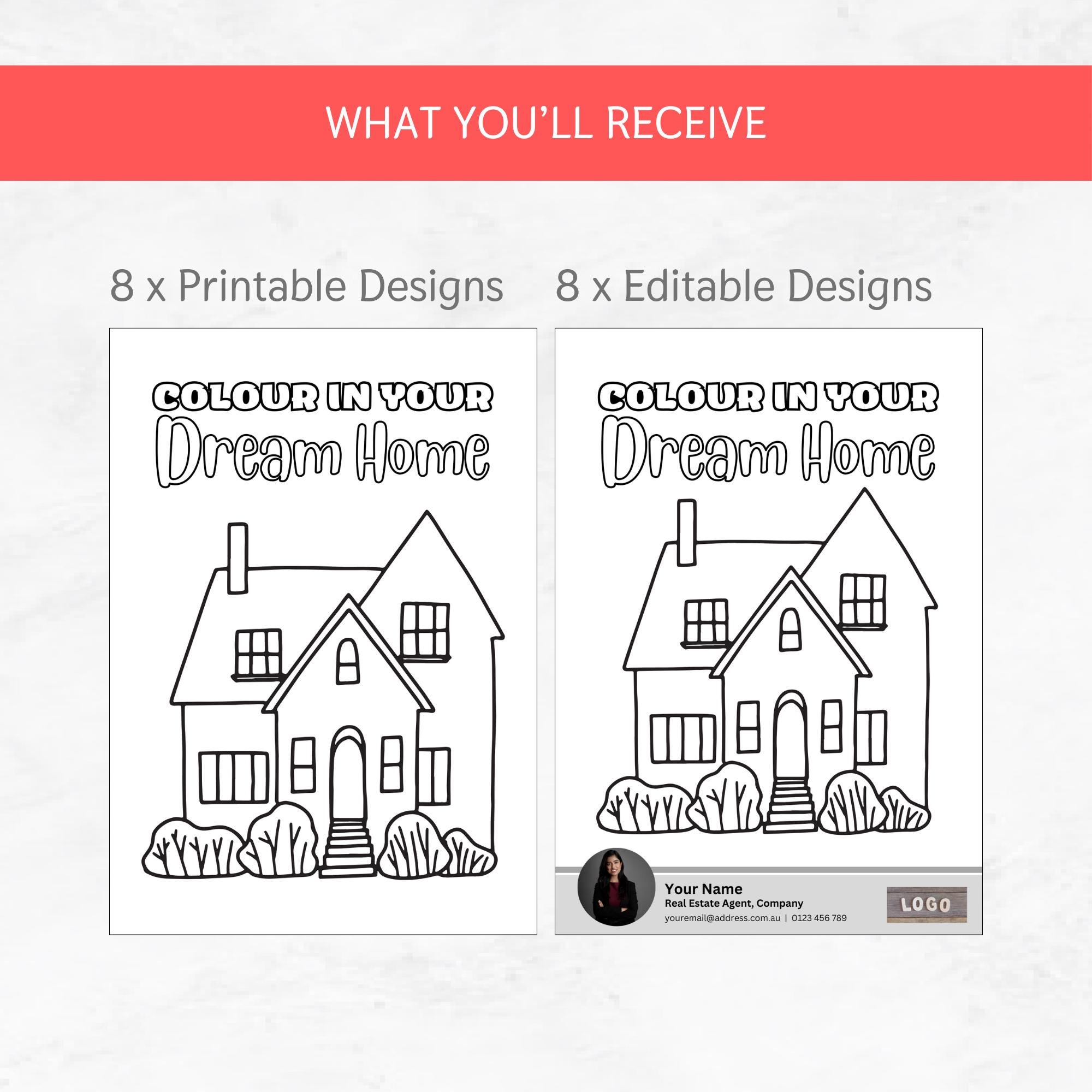 Open Home Real Estate Printable Colouring Pages for Kids, 8 Editable ...