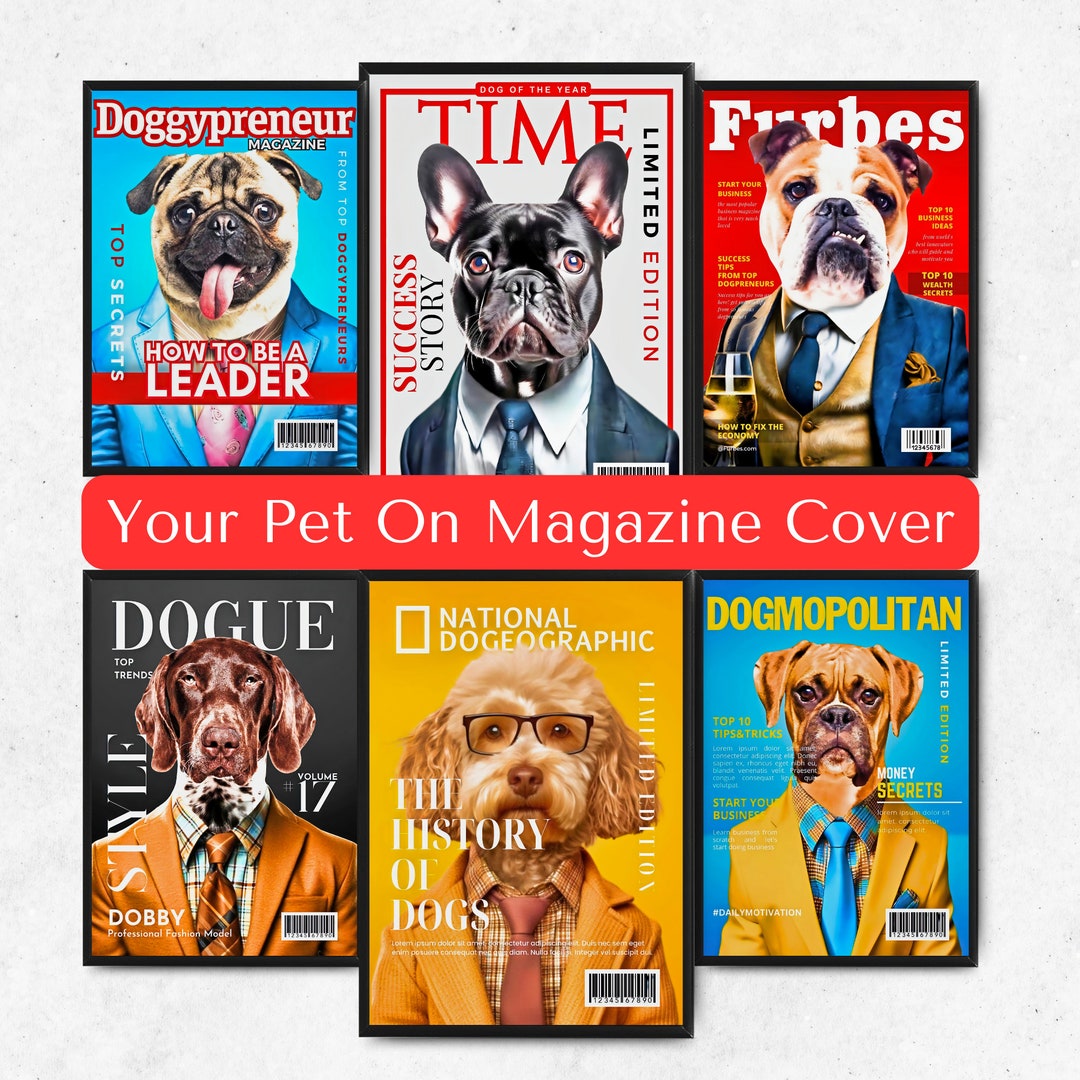 Custom Magazine Cover Pet Portrait From Photo Creative Pet Gift for ...
