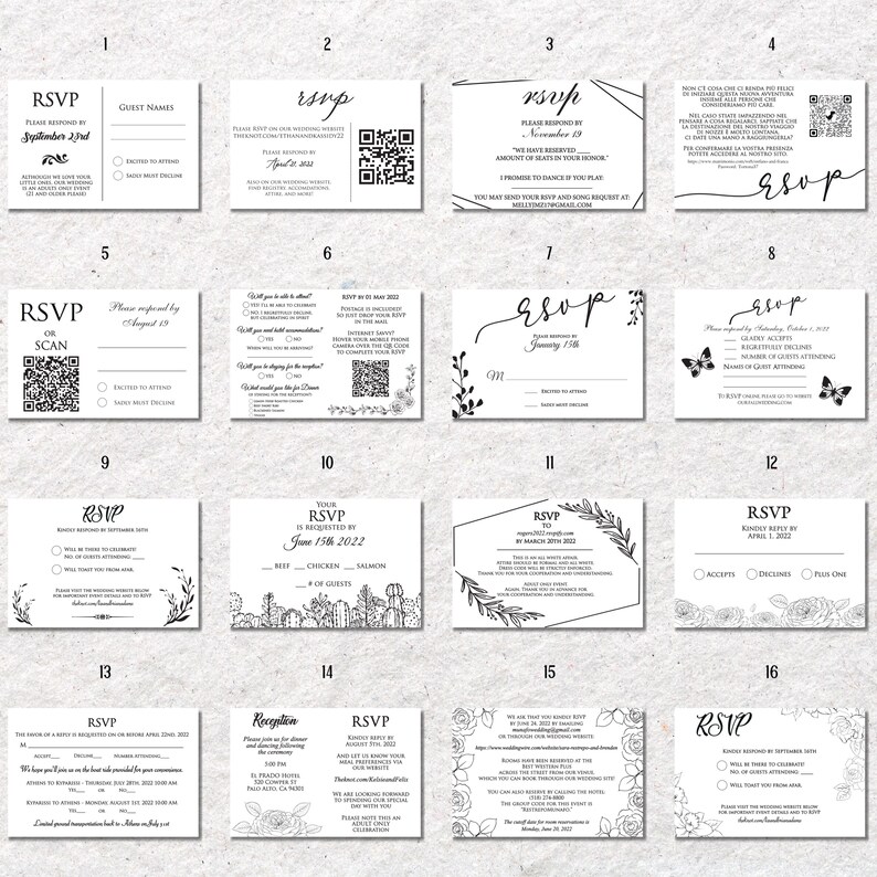 Custom RSVP Cards for Wedding, Gold Foiled RSVP Cards, QR Code Rsvp ...
