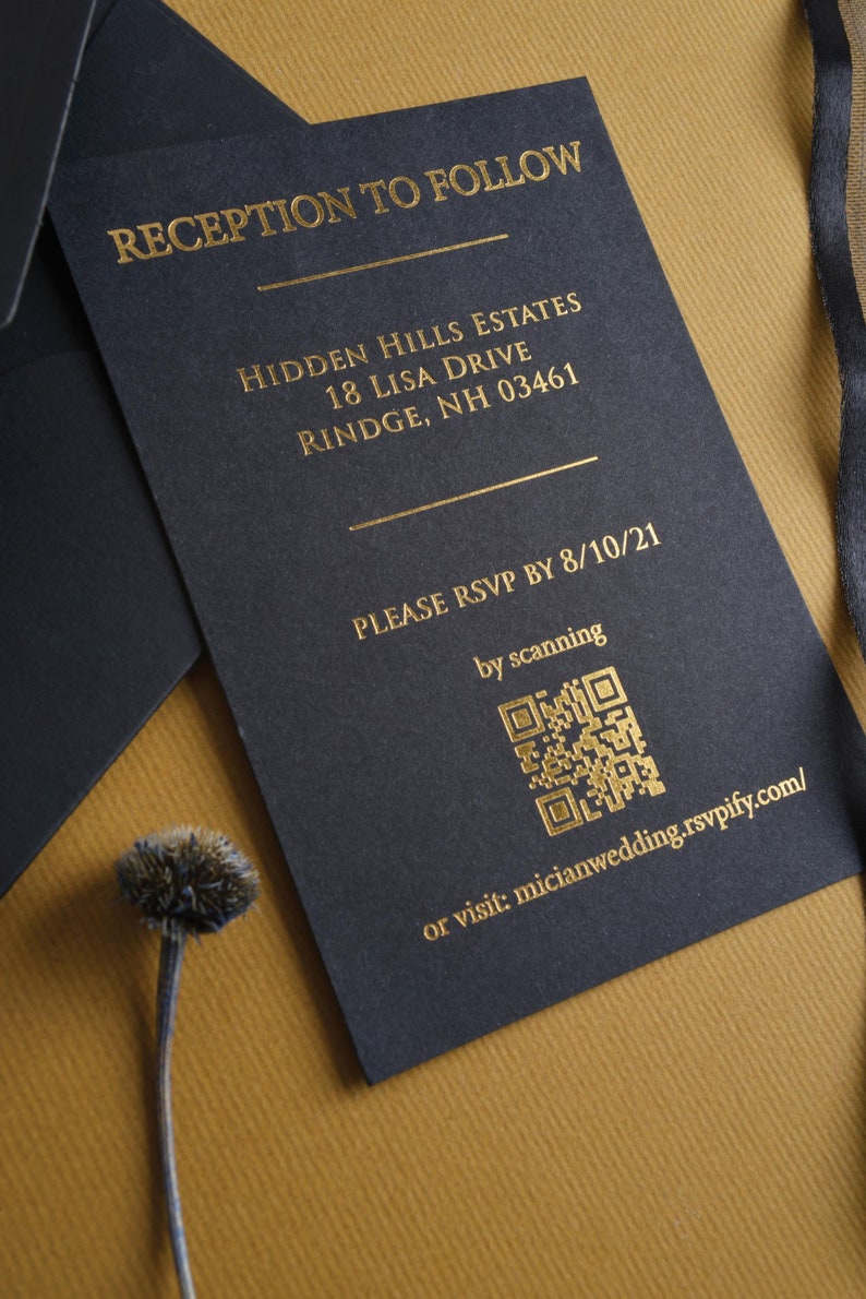 Custom RSVP Cards for Wedding, Gold Foiled RSVP Cards, QR Code Rsvp ...