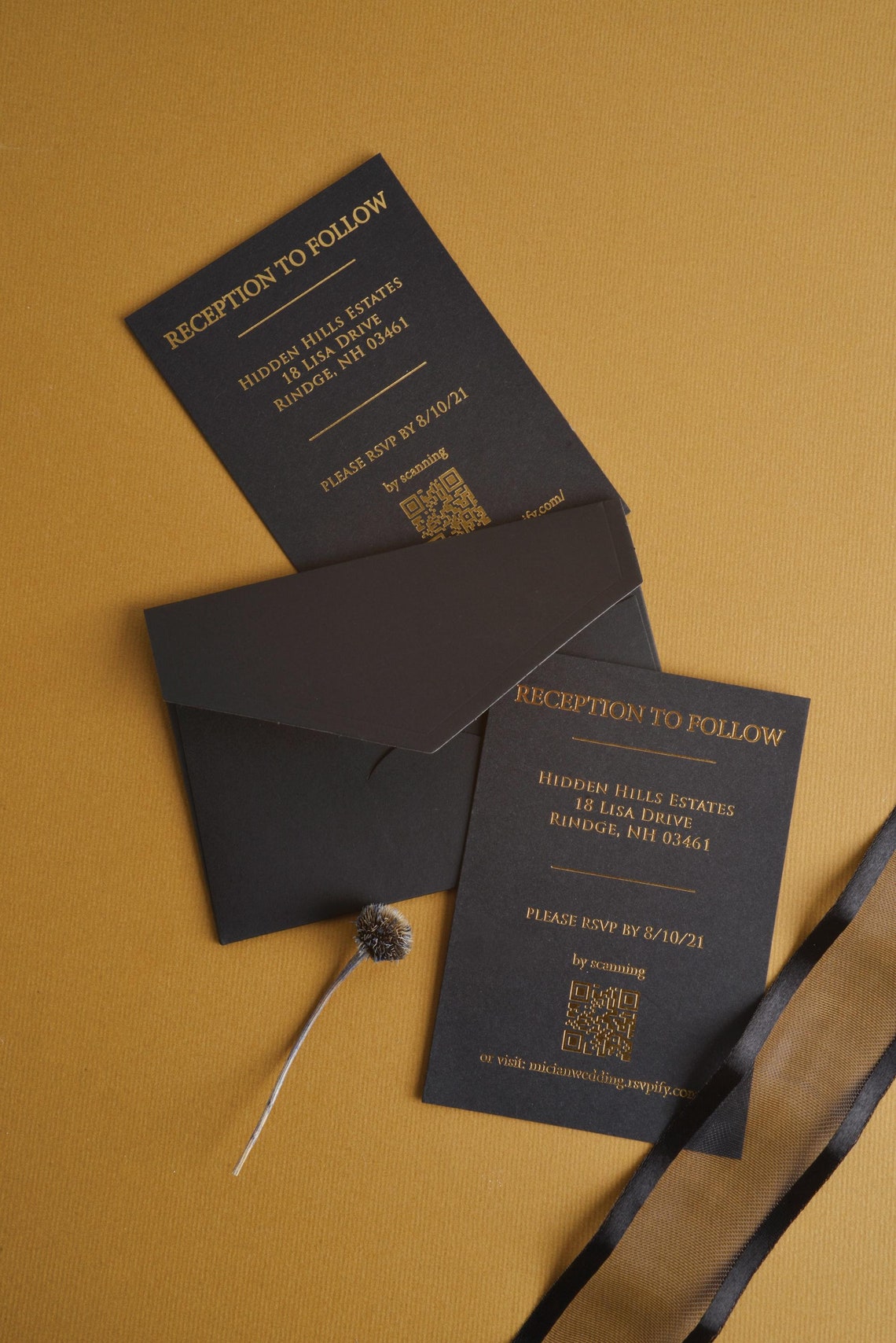 Custom RSVP Cards for Wedding, Gold Foiled RSVP Cards, QR Code Rsvp ...