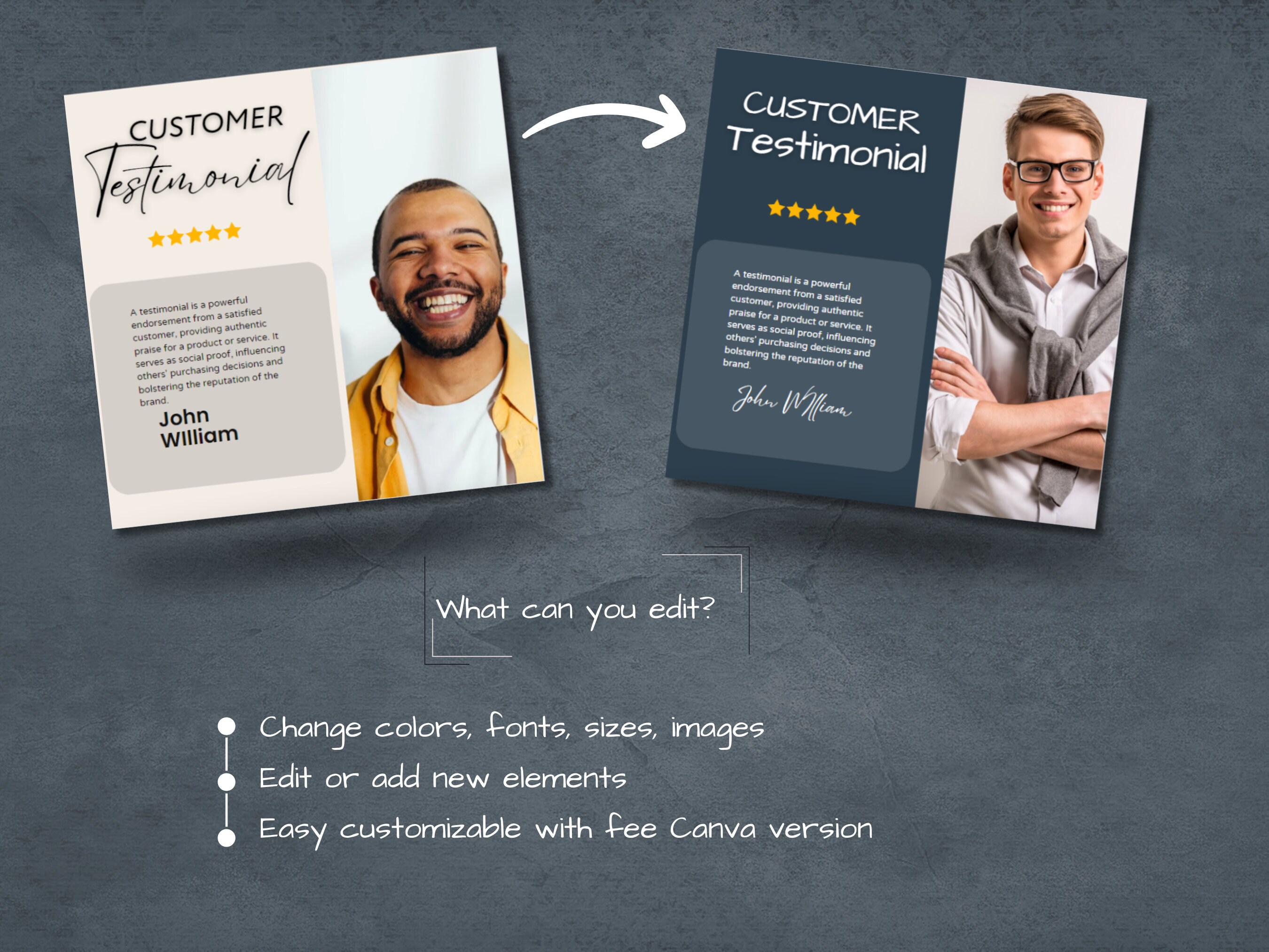 Client Testimonial Template, CANVA Editable Instagram Posts, Feedback ...