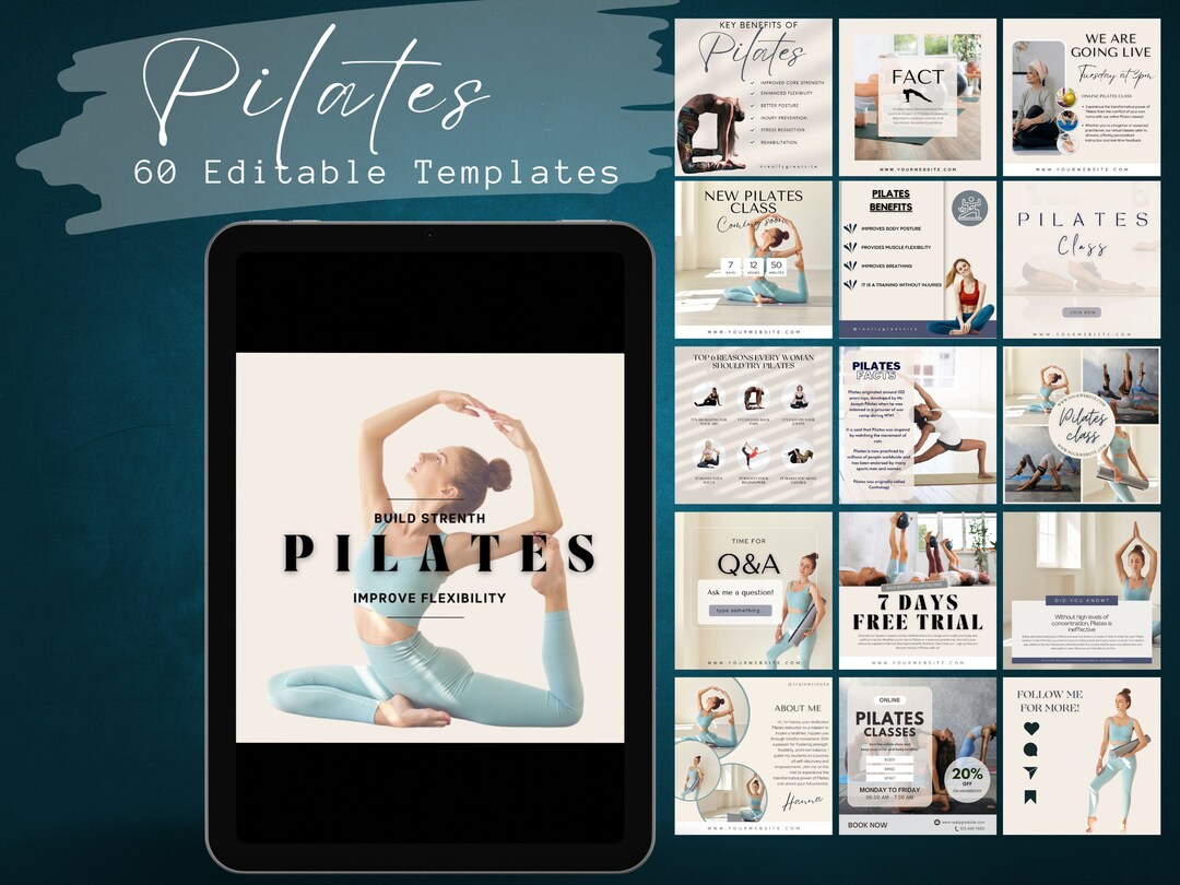 Pilates Canva Templates Bundle | Instagram Posts | Pilates Teacher ...