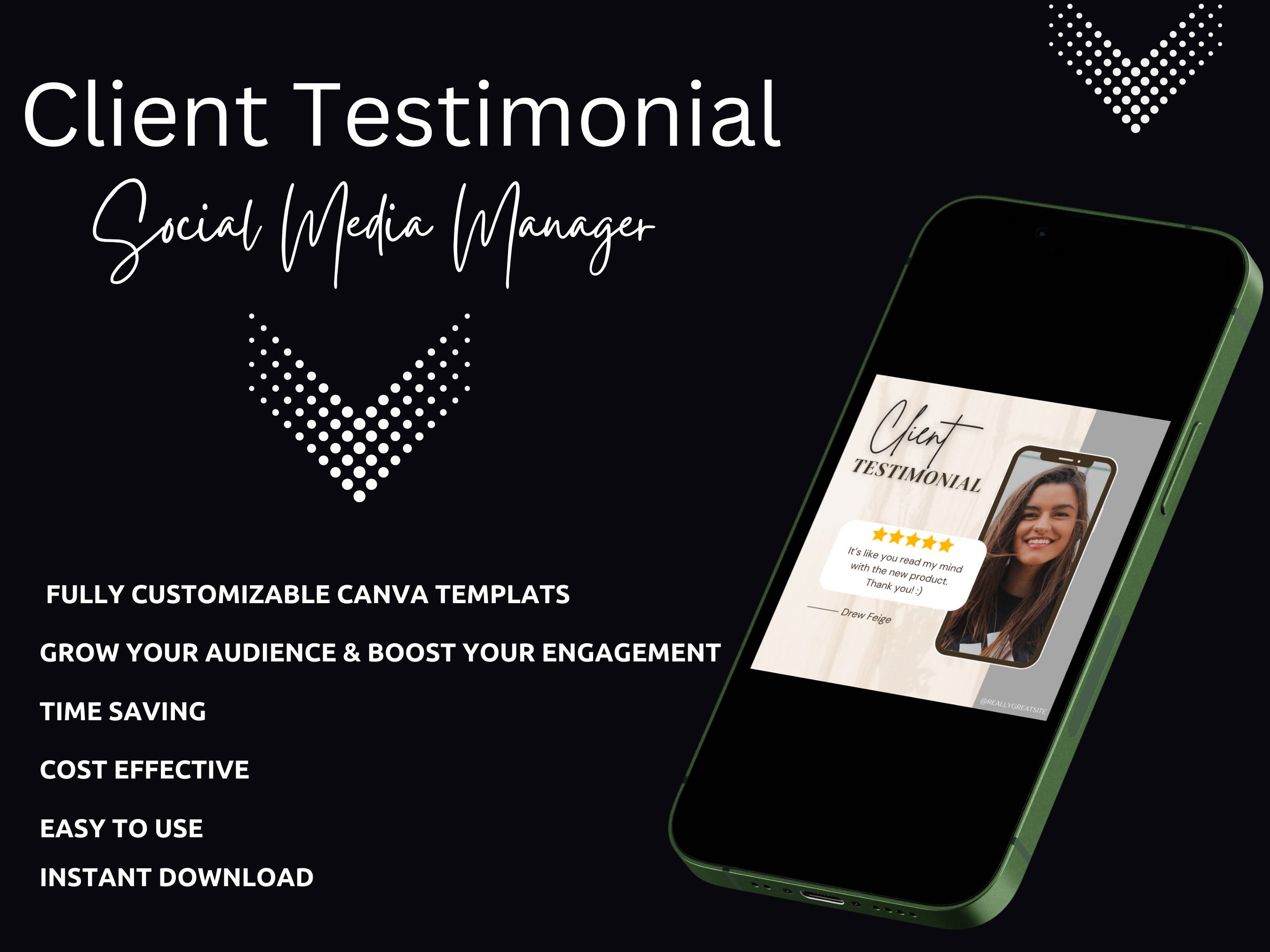 Client Testimonial Template, CANVA Editable Instagram Posts, Feedback ...