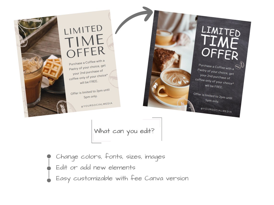 60 Coffee Shop Barista Social Media Post, Canva Editable Template ...