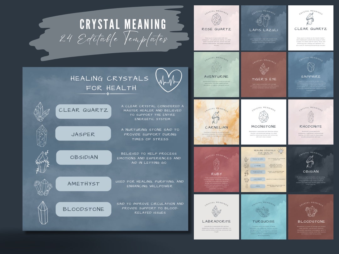 Crystal Meaning Templates, Editable Canva Posts, Crystal Benefits ...