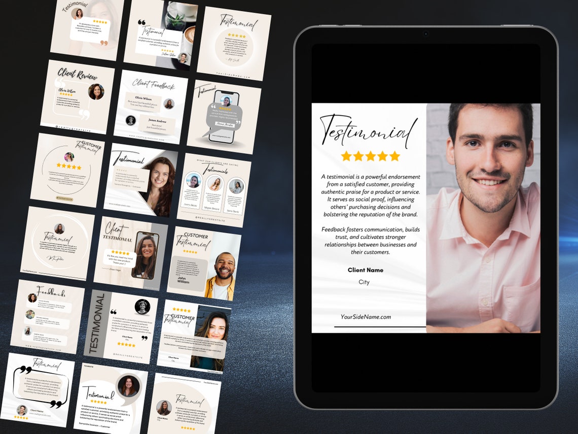Client Testimonial Template, CANVA Editable Instagram Posts, Feedback ...