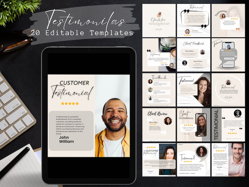Client Testimonial Template, CANVA Editable Instagram Posts, Feedback ...