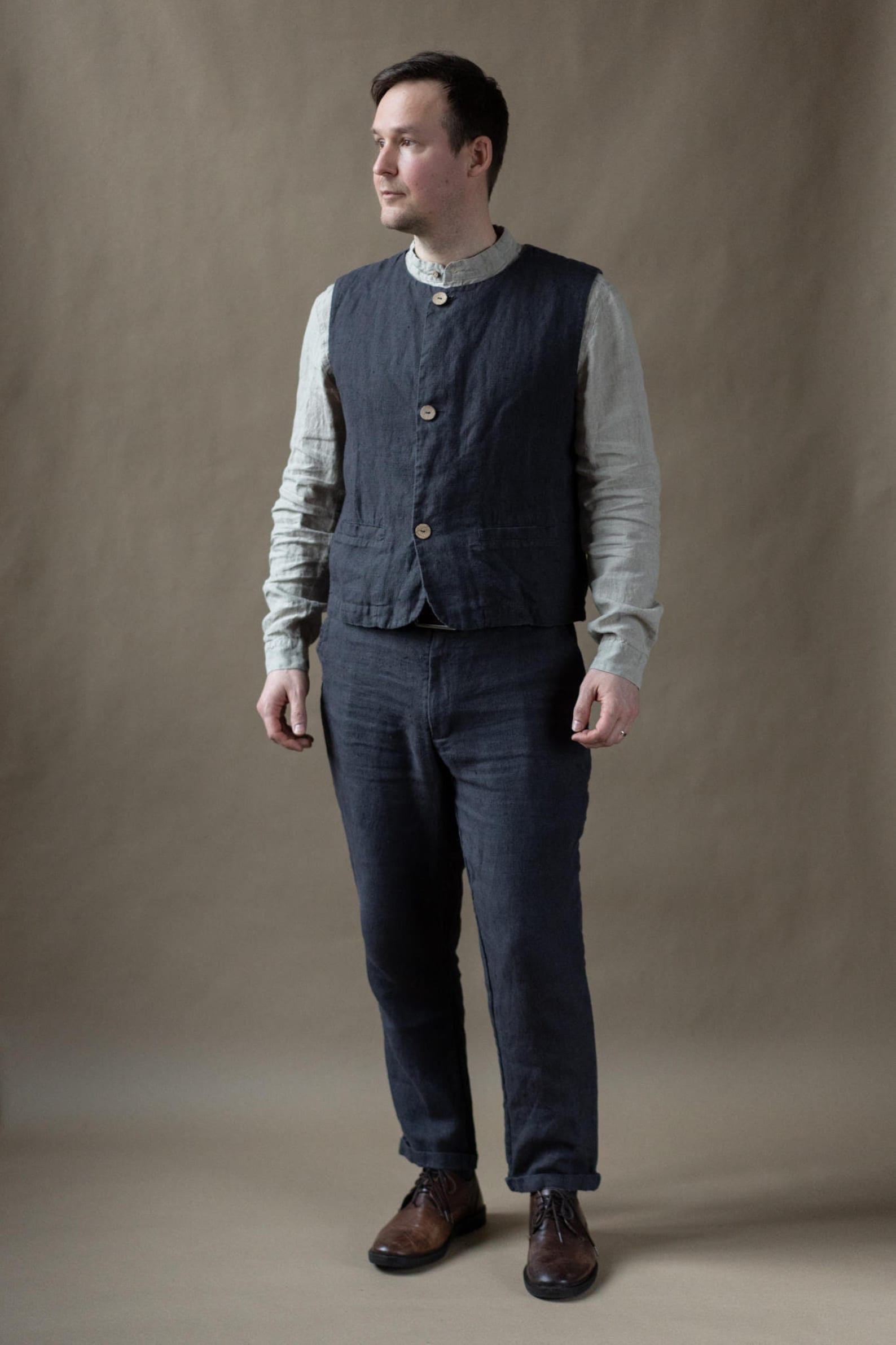 Warm Linen Vest for Men Aiden, Casual and Modest Wedding Waistcoat ...