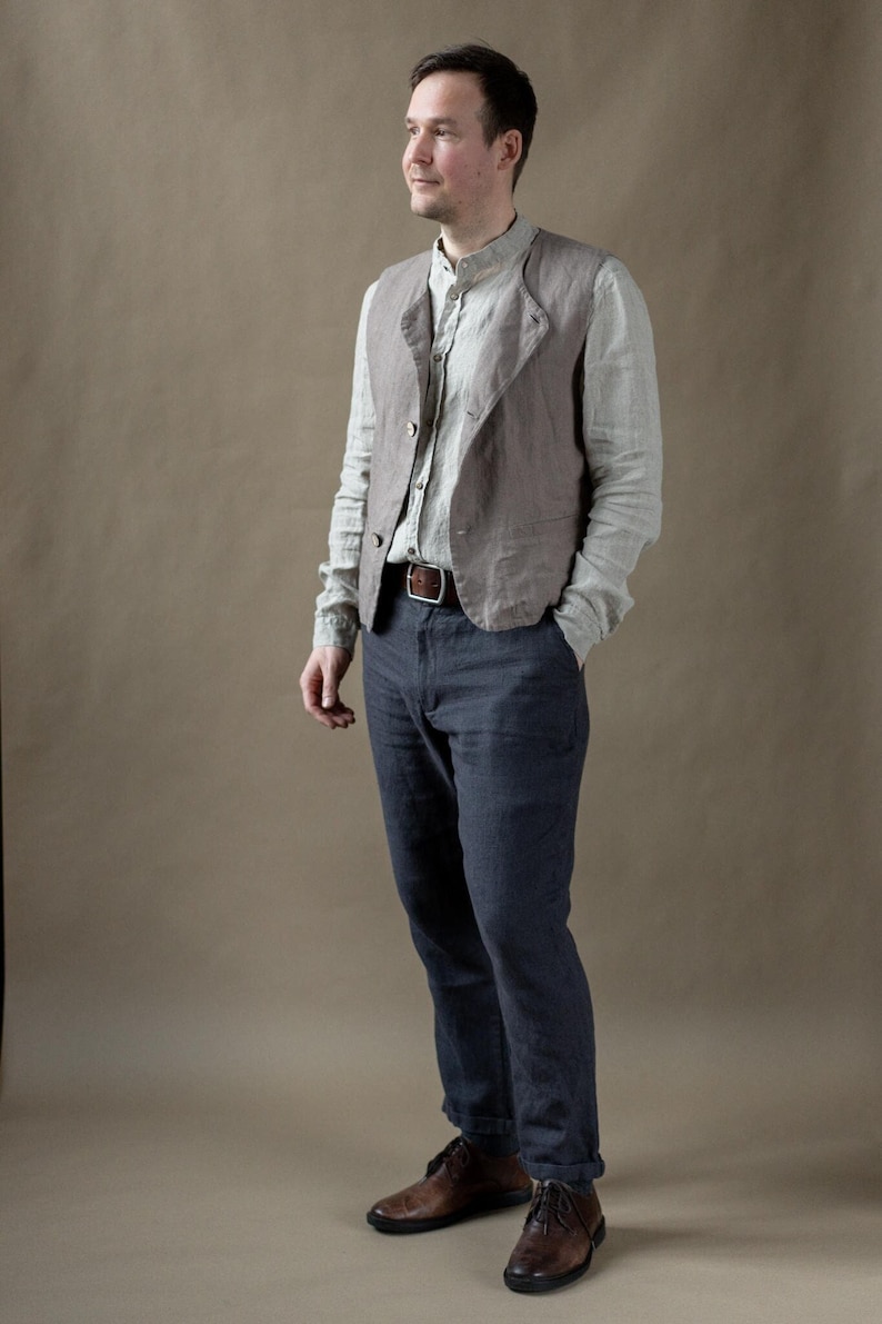 Warm Linen Vest for Men Aiden, Casual and Modest Wedding Waistcoat ...