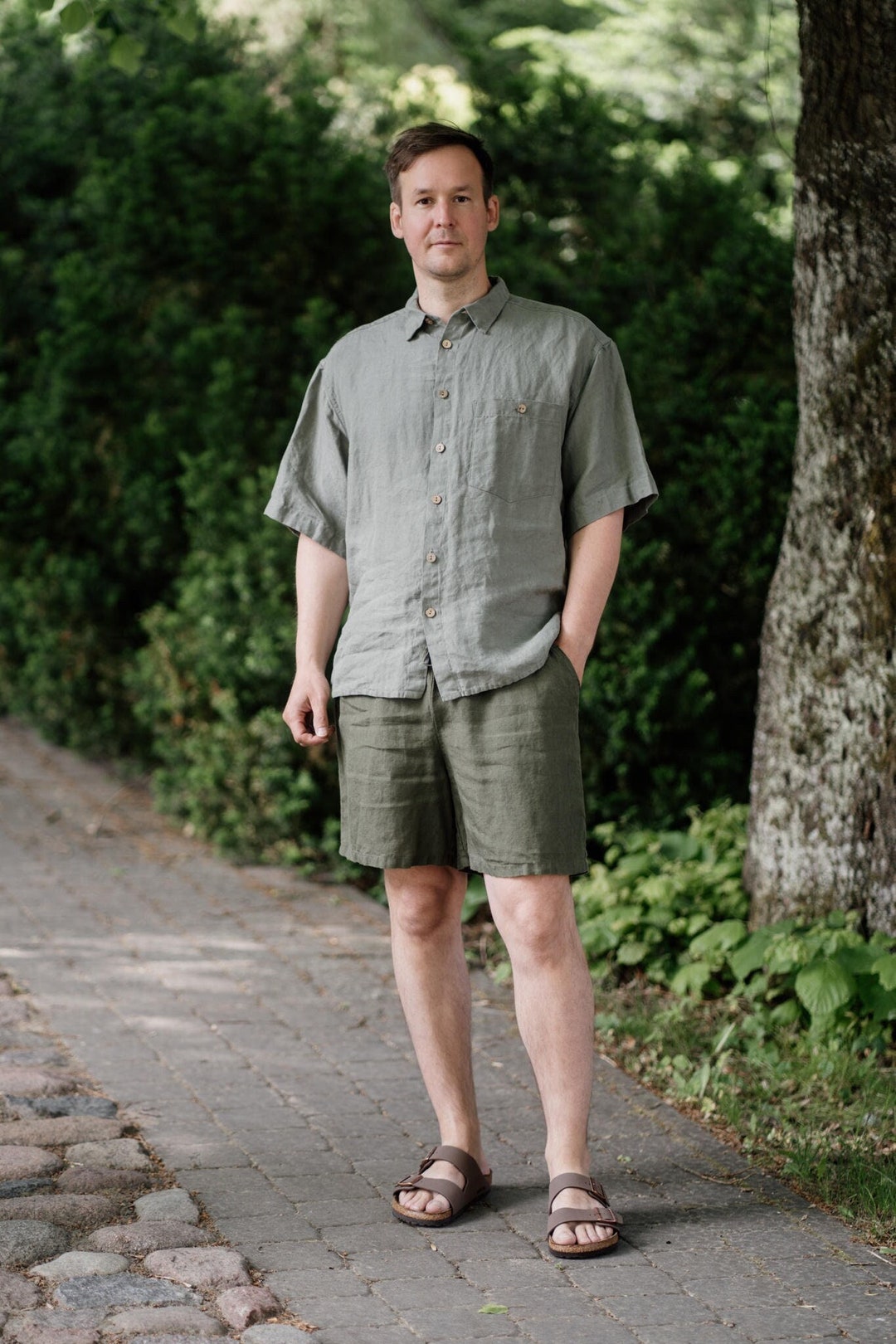 Linen Shirt for Men Nat, Beach Shirt for Men, Short Sleeve Linen Men's ...