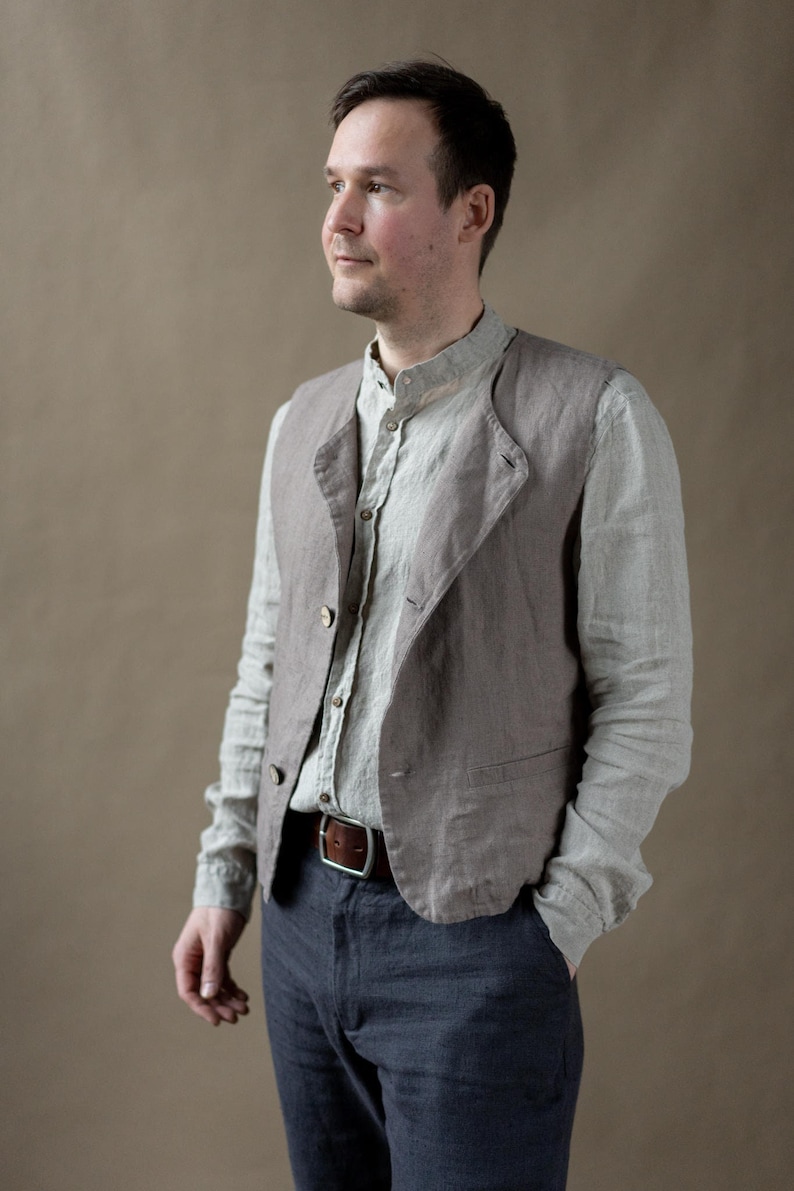 Warm Linen Vest for Men Aiden, Casual and Modest Wedding Waistcoat ...