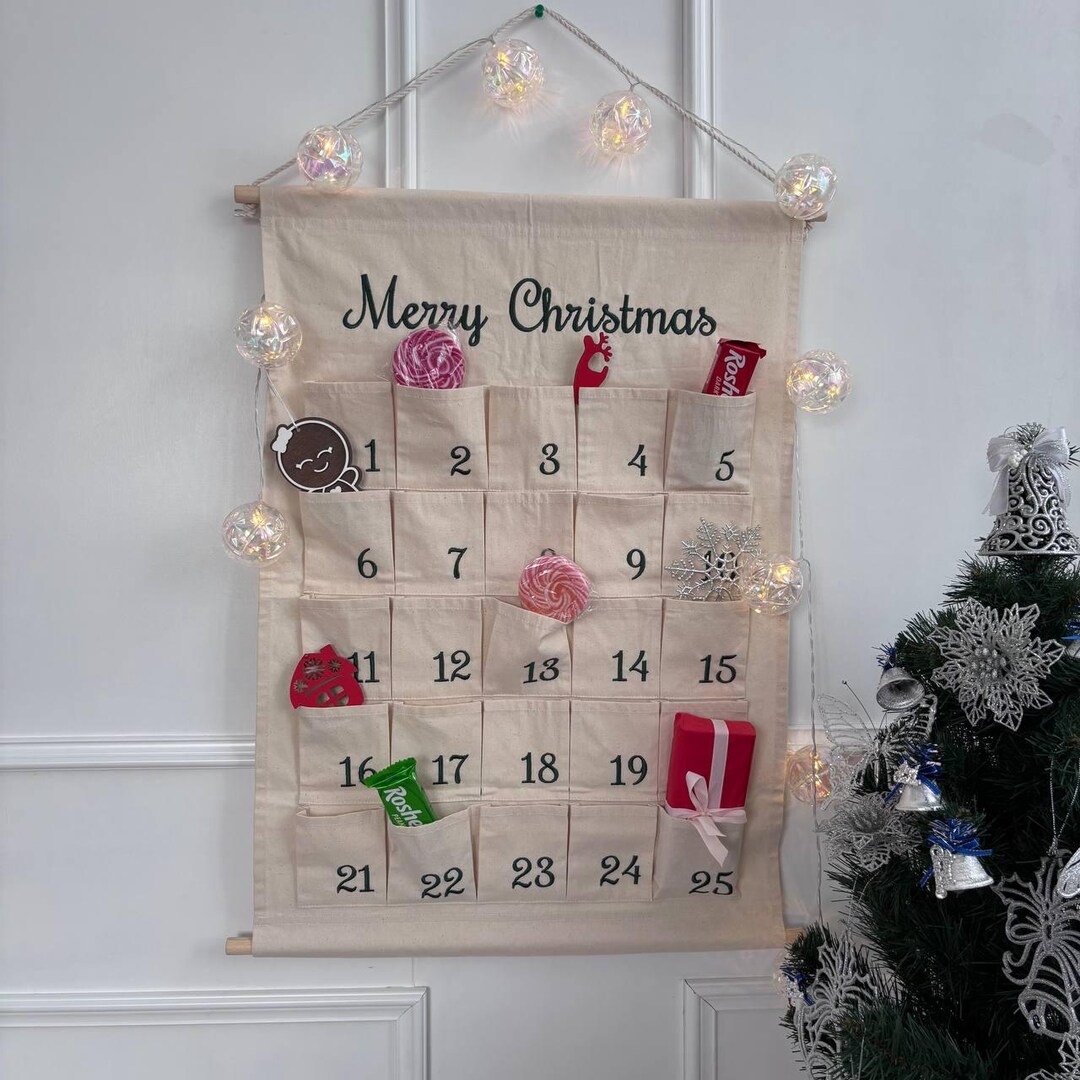 Advent Calendar With Embroidered Name – Christmas Countdown – Fabric ...