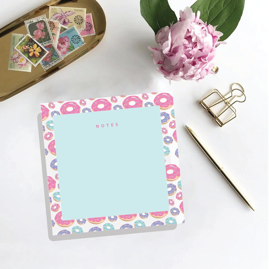 Doughnut Donut Notes Blank Note Pad, Cute Bright Dougnut Donut Pad With ...