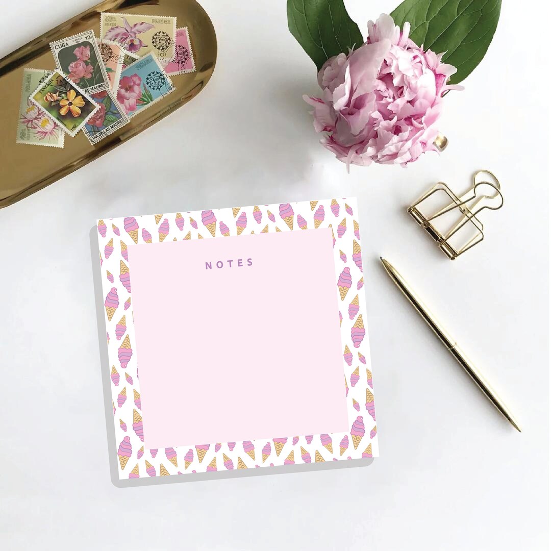 Ice Cream Notes Blank Note Pad, Cute Bright Ice Cream Pad With Tear off ...