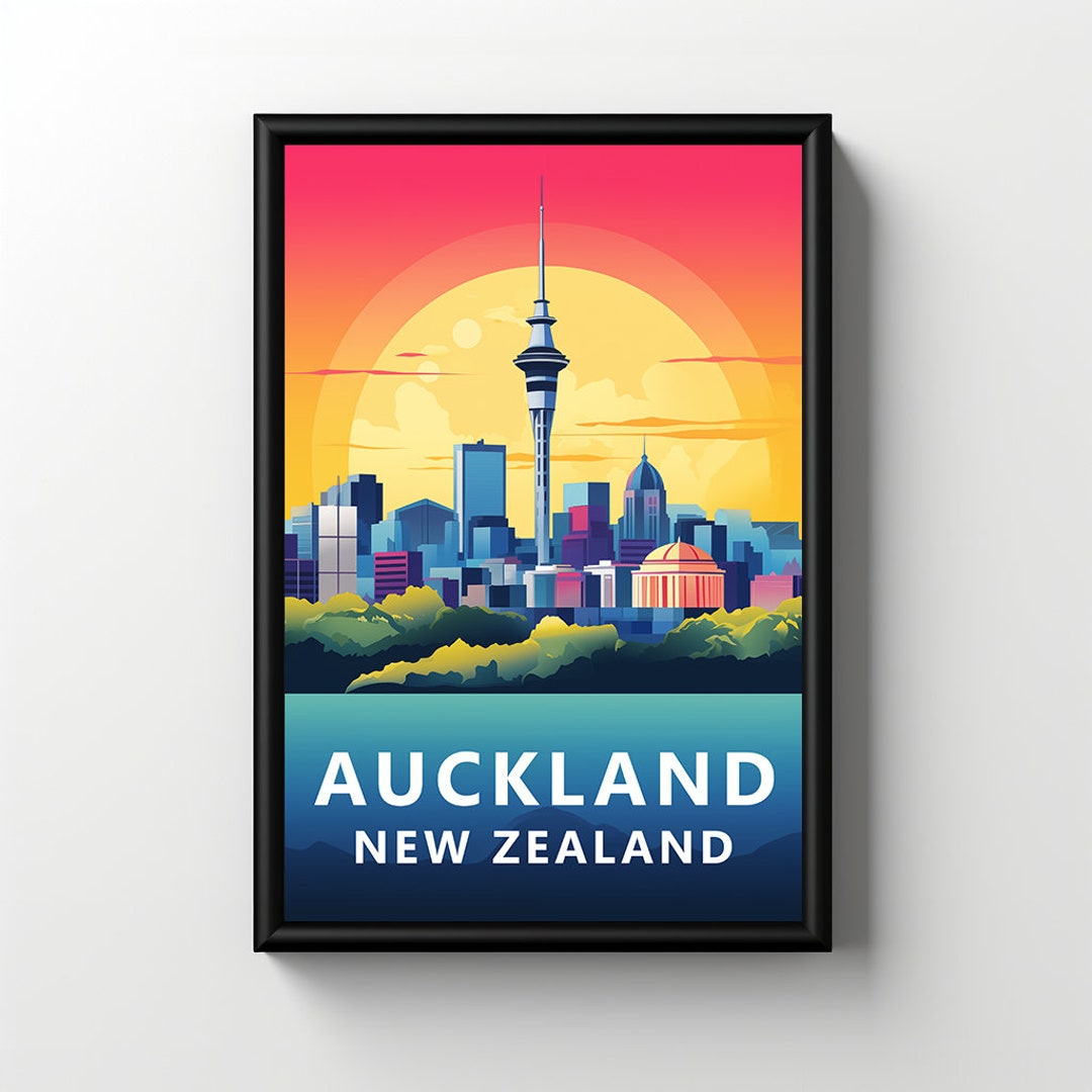 Auckland New Zealand Vintage Poster, Auckland New Zealand Wall Art ...