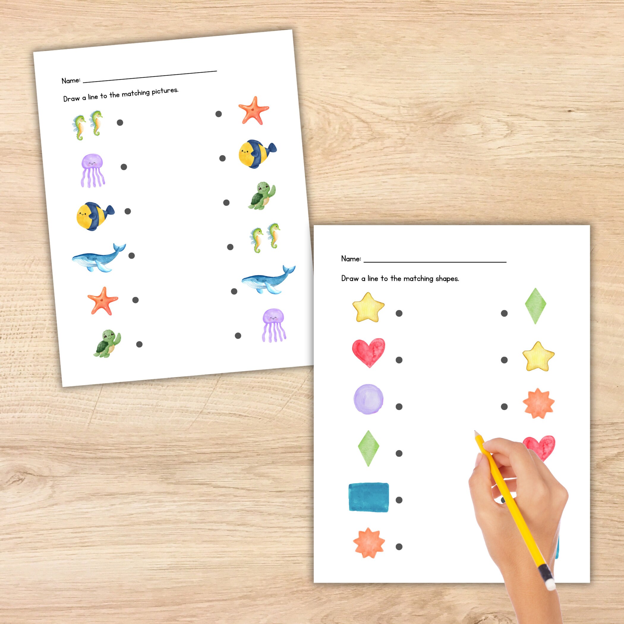 20 Pcs Printable Matching Worksheets, Match the Picture, Kindergarten ...