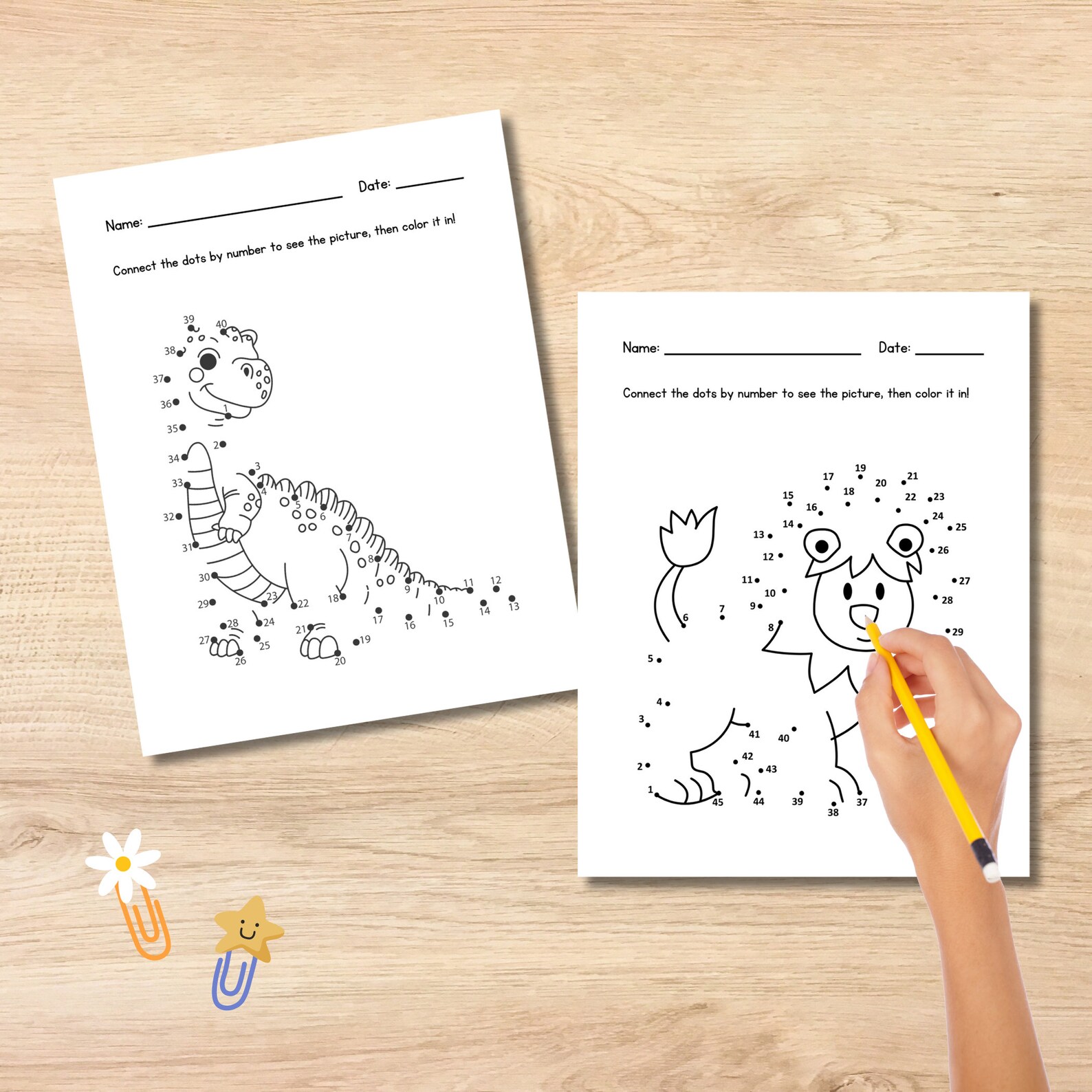 50 Pages Connect the Dots Worksheet, Preschool Kindergarten Coloring ...