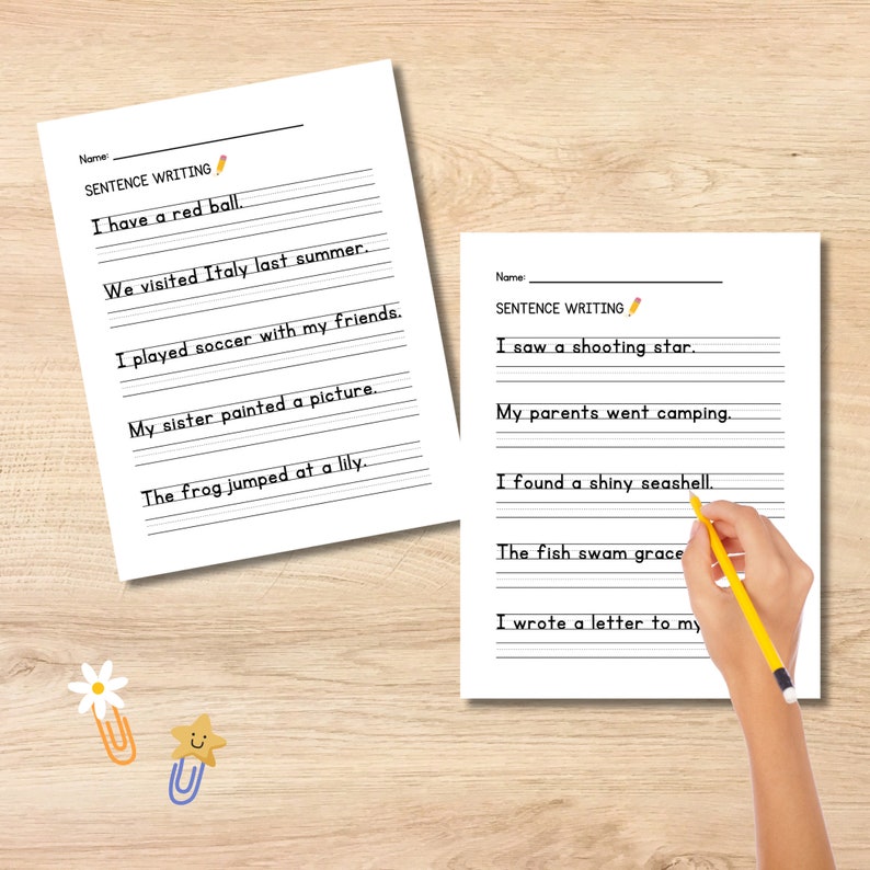 100 Sentence Writing Practice Worksheets, Handwriting Practice Busy ...