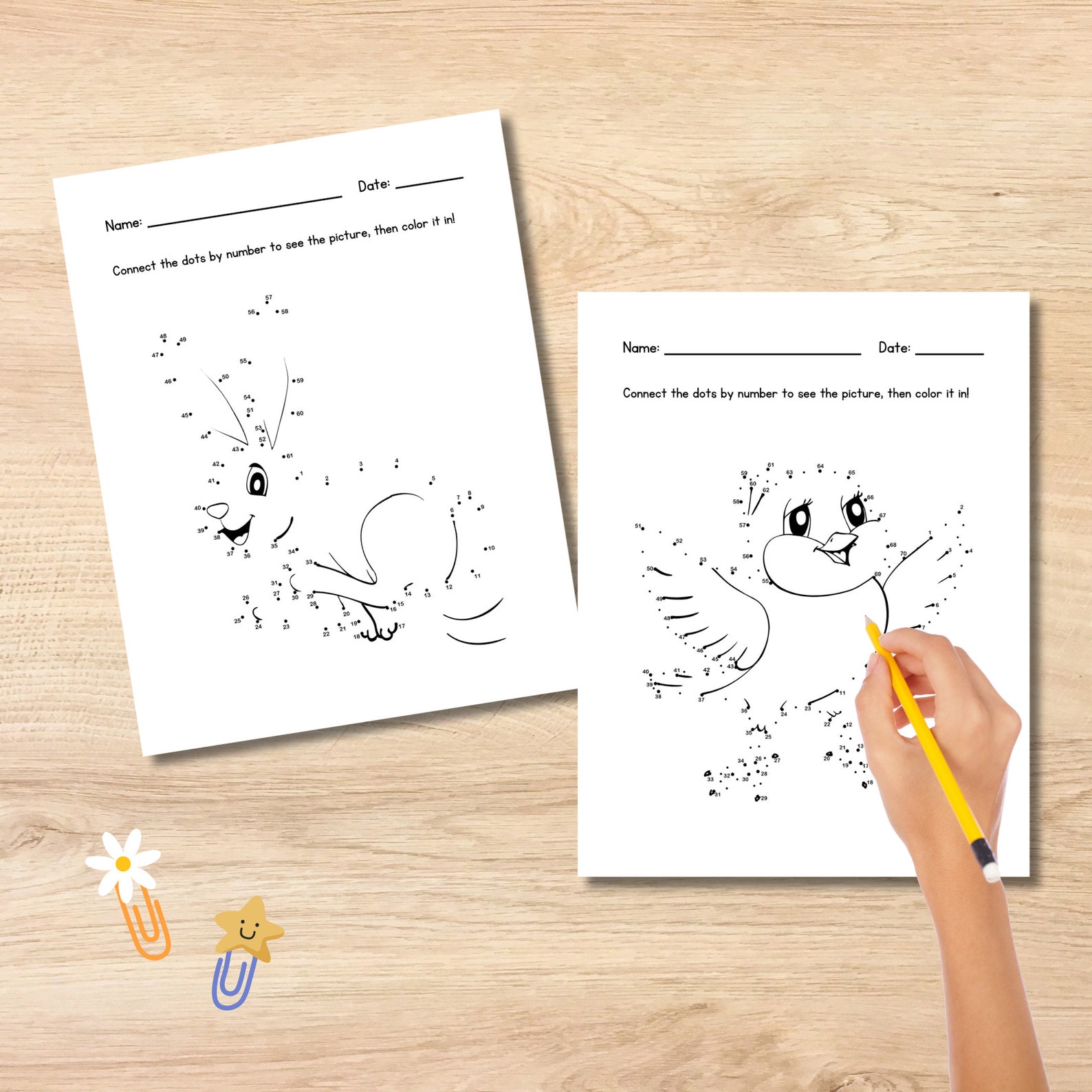 50 Pages Connect the Dots Worksheet, Preschool Kindergarten Coloring ...