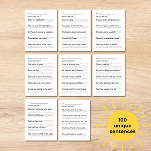 100 Sentence Writing Practice Worksheets, Handwriting Practice Busy ...