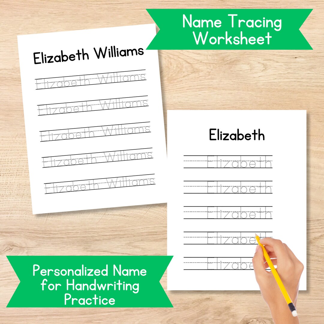 Custom Name Tracing Sheet Handwriting Practice Worksheet for Kids ...