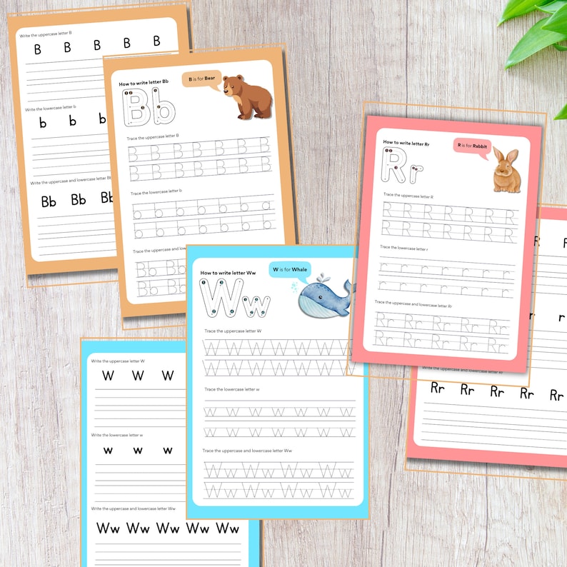 60 Pcs Unique Printable Alphabet Tracing and Writing With Bonus Fun ...