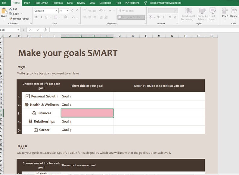SMART Goal Tracker, Goal Setting, Task Planning, Tracking, Spreadsheet ...