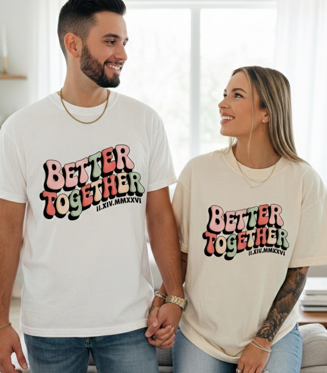Retro Better Together Custom Date Shirt, 70s Vintage Comfort Colors Tee ...