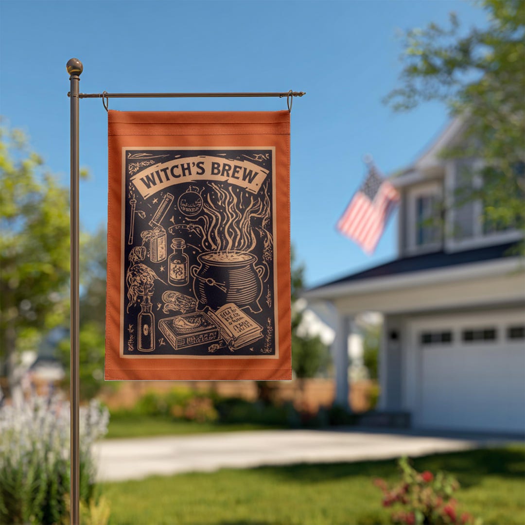 Witch's Brew Halloween Garden Flag, Spooky Cauldron Potion Banner - Etsy