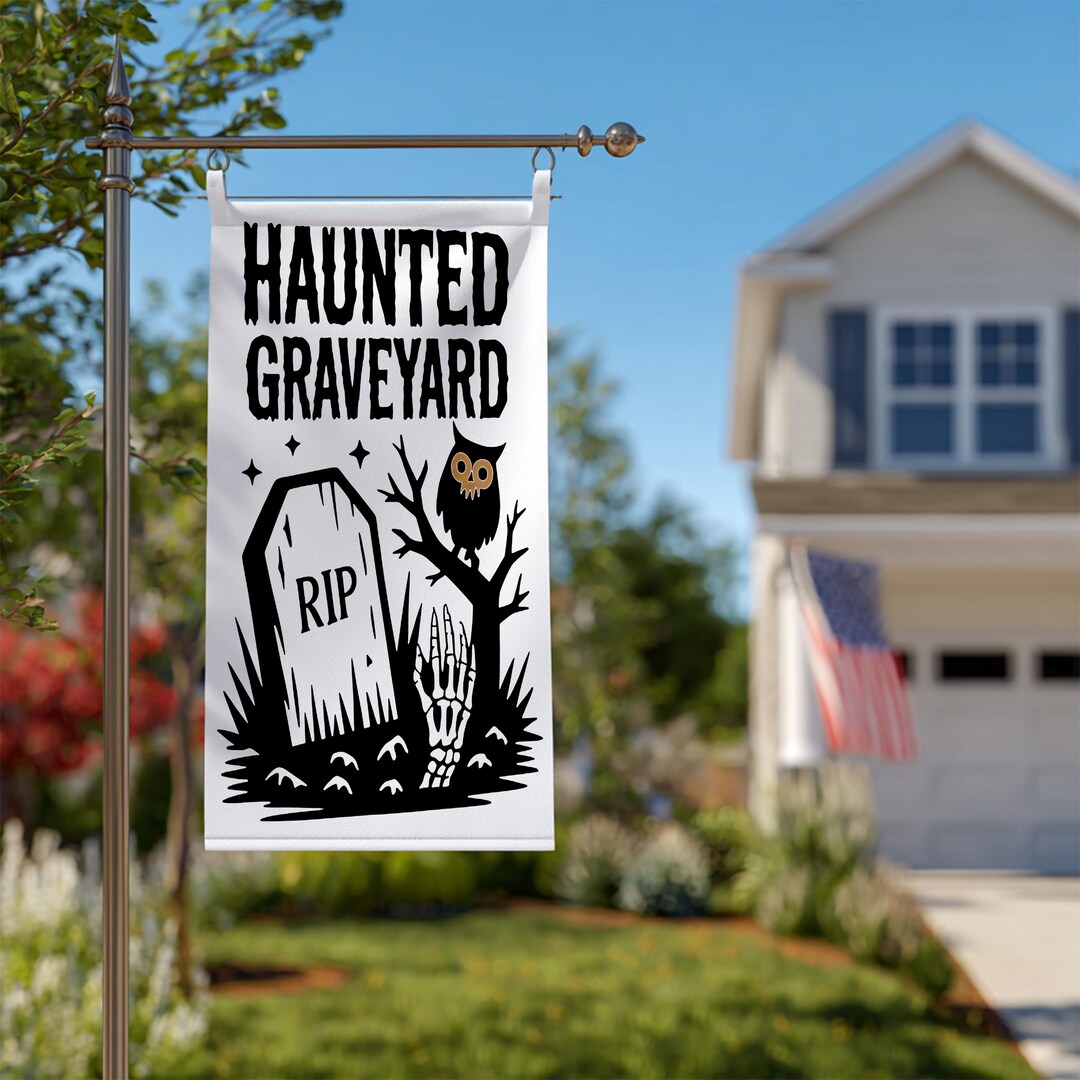 Haunted Graveyard Tombstone Flag – Gothic Halloween Outdoor Decor - Etsy