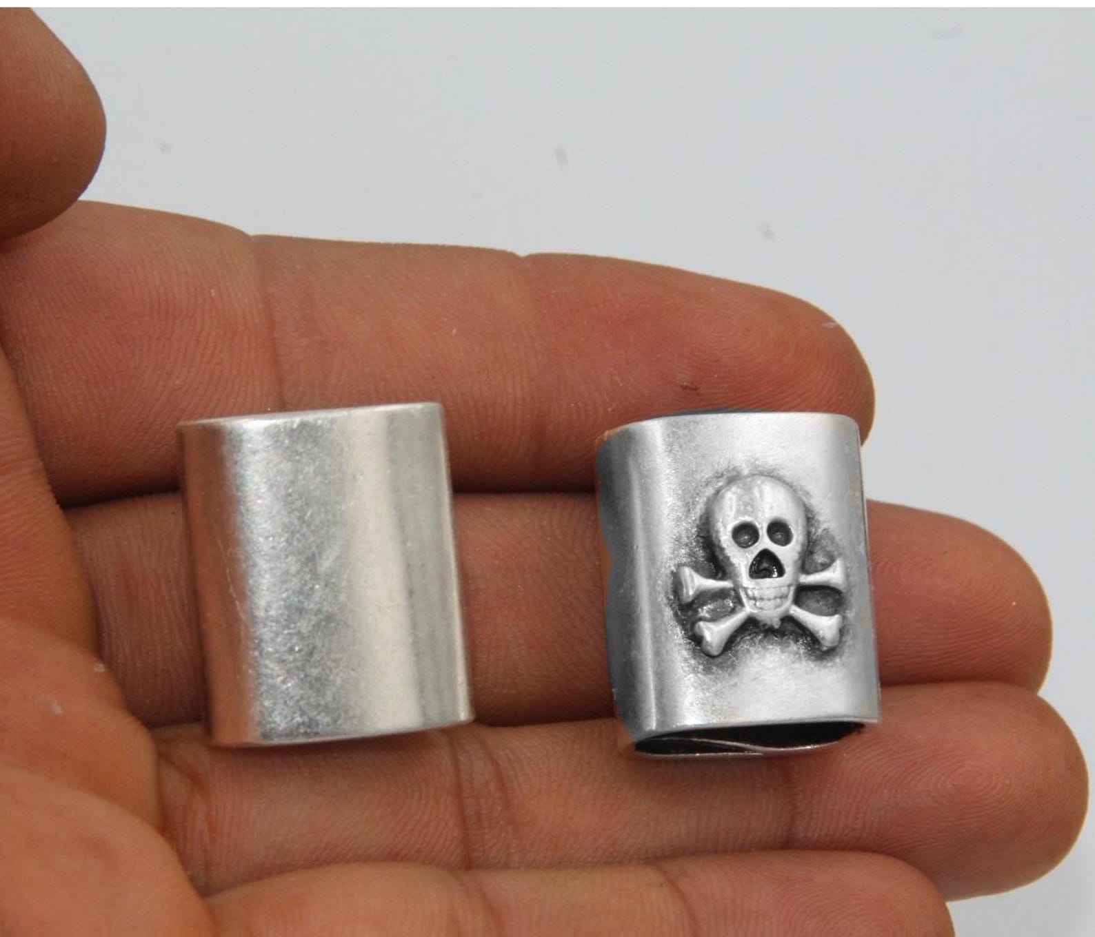 1 Skull Keychain Findings, Silver Keychain Slider Beads,diy Keychain ...