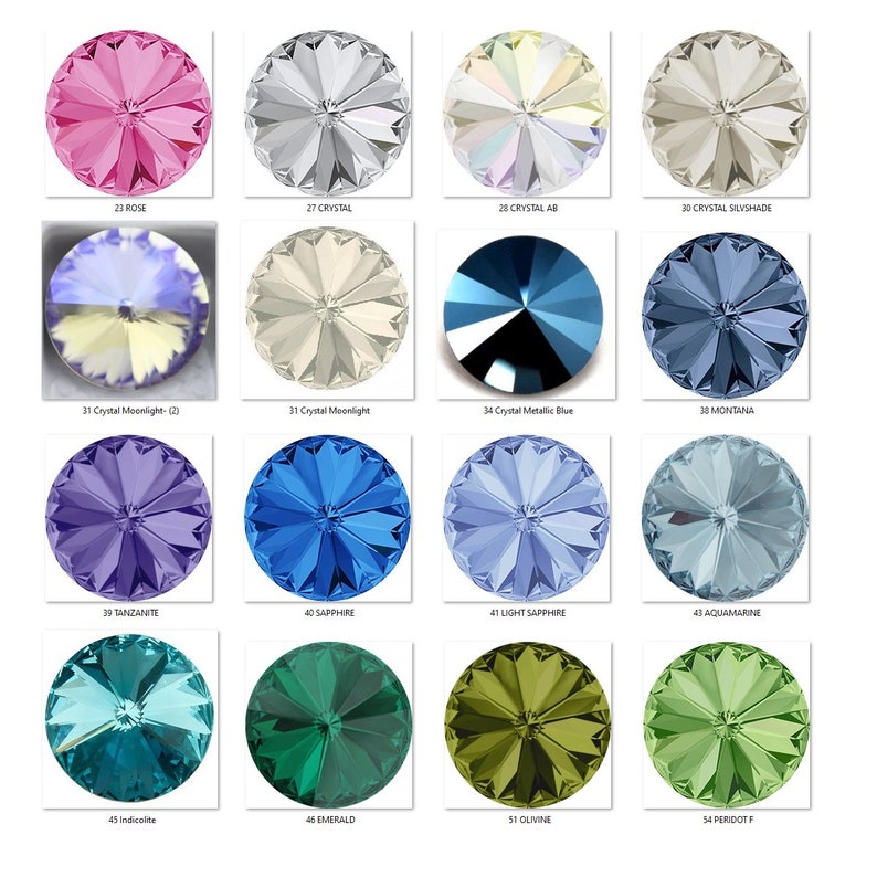 14mm Swarovski Crystal 1122 Rivoli Round Stones Crystals - Various ...