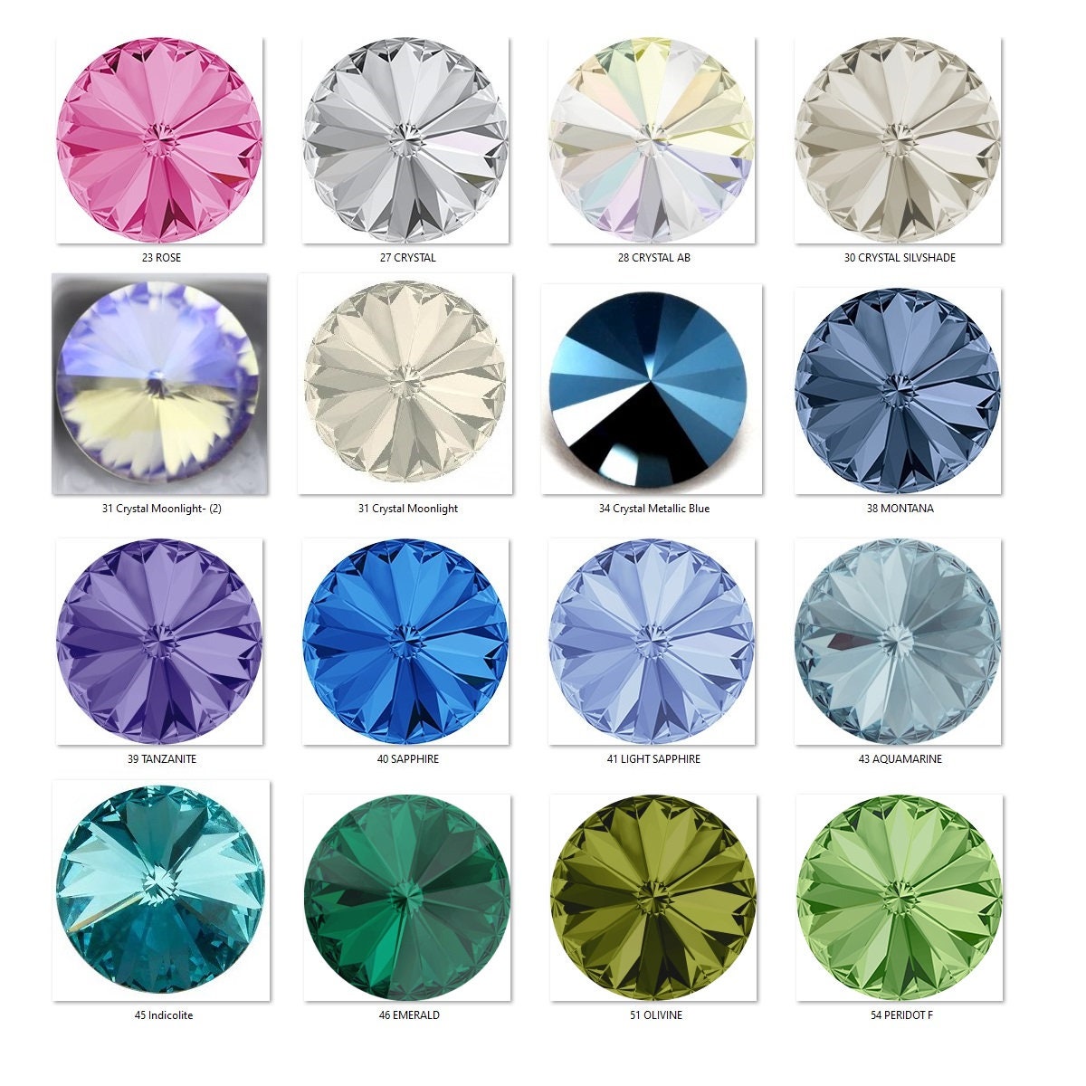 14mm Swarovski Crystal 1122 Rivoli Round Stones Crystals - Various ...