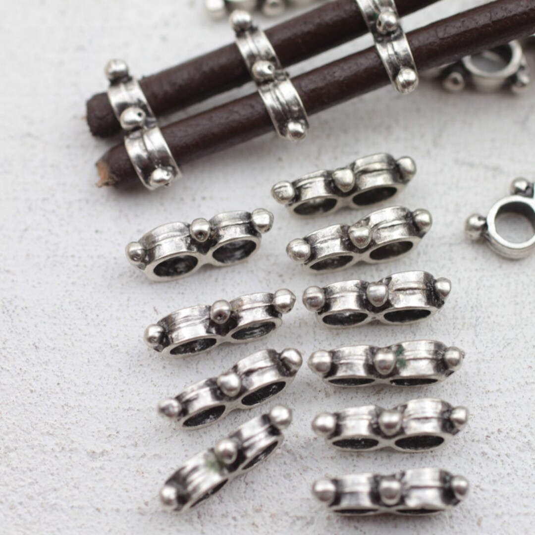 10 Double Hole Clasp, Sliders Beads, Slider Beads, Silver Plated ...