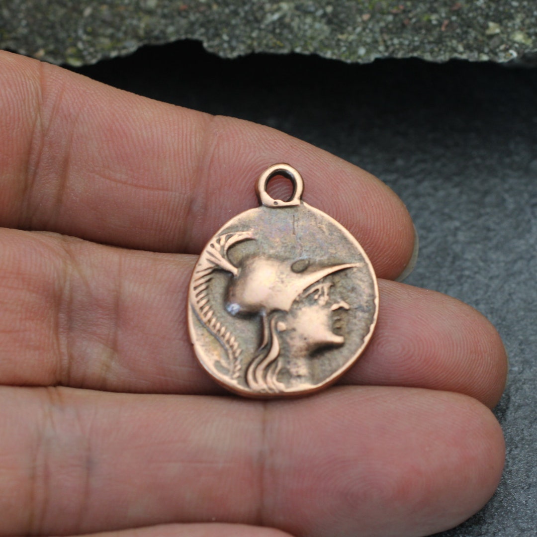 5 Roman Soldier Charms, Warrior Coin Charms, Antique Copper Plated ...