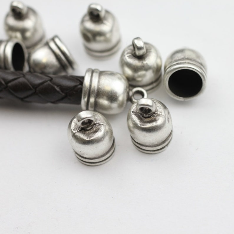 10 Cord End Caps, Bell End Cap for Round Leather, Necklace End Caps ...