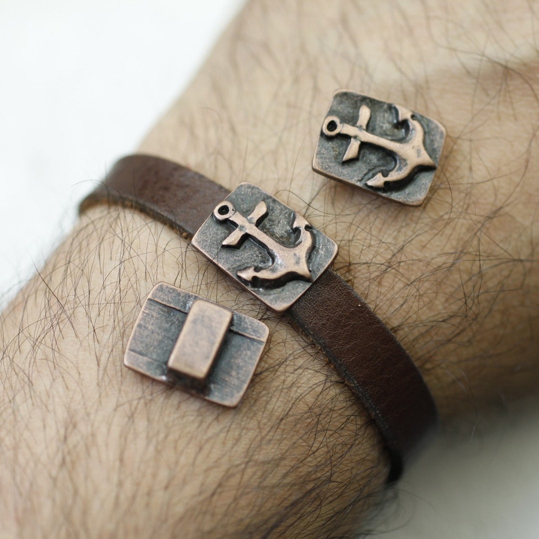 5 Anchor Slider Beads, Anchor Charms, Metal Beads for Bracelet Making ...