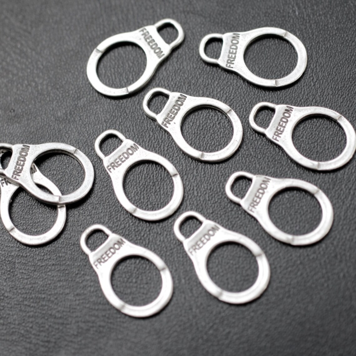 20 Silver Charms, Freedom Handcuff Connector, Bracelet Connector, Zamak ...