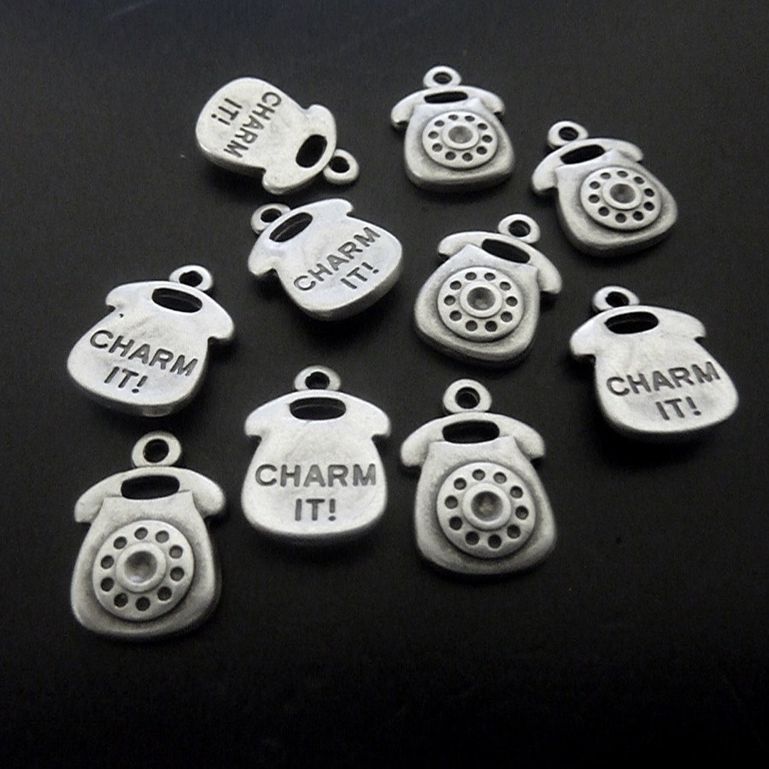 Charm It Telephone Pendants, Rotary Phone Model, Metal Telephone Charms ...
