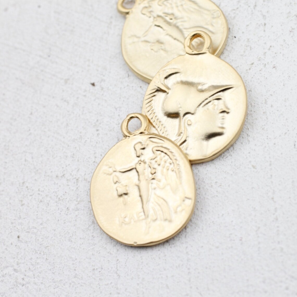 5 Roman Soldier Charms, Warrior Coin Charms, Matte Gold Plated, Zamak ...