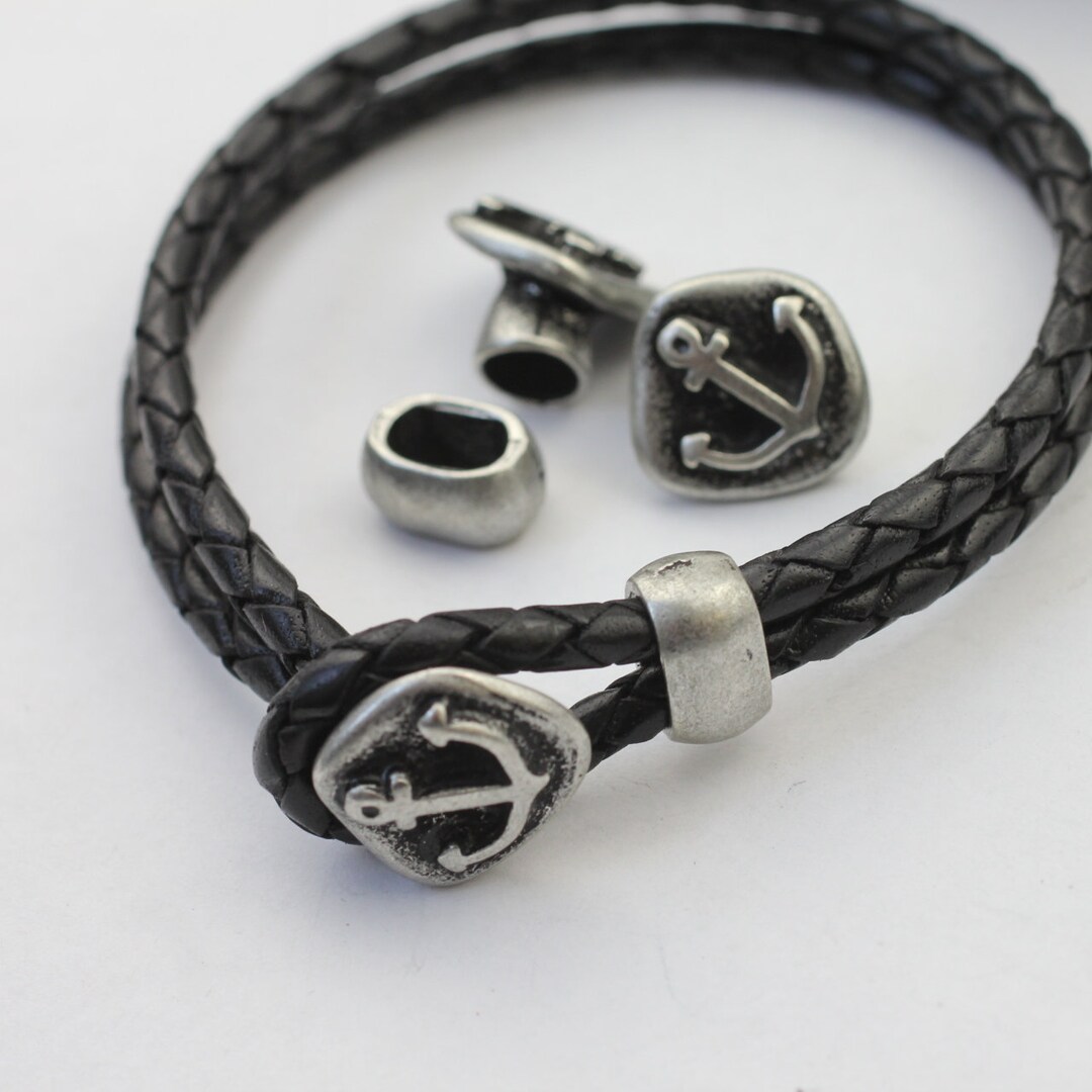 5 Sets Dark Silver Anchor Button Clasps for Leather Cord, Bracelet ...