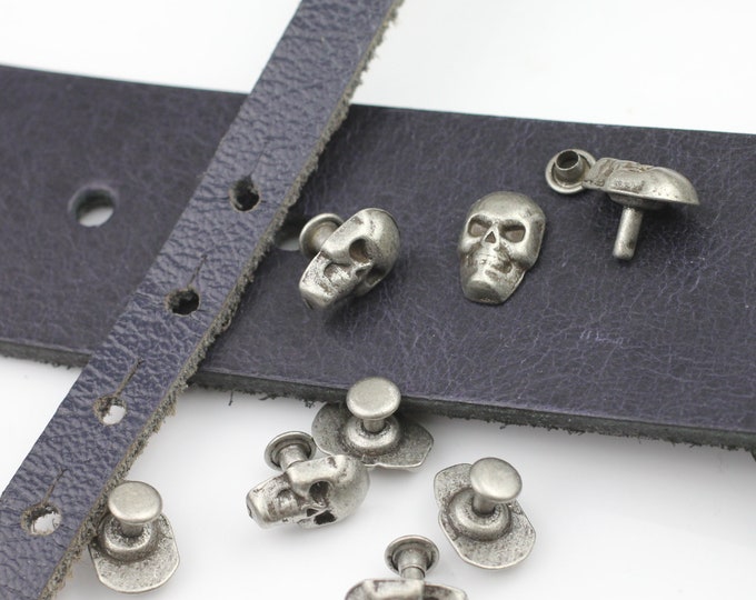 10 Dark Silver Skull Rivets, Skull Charms, Dark Silver Plated, Zamak ...